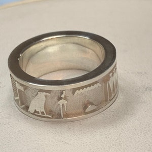 Osiris Hieroglyphic Formula Ring Band in Sterling Silver Gold Plated - Etsy