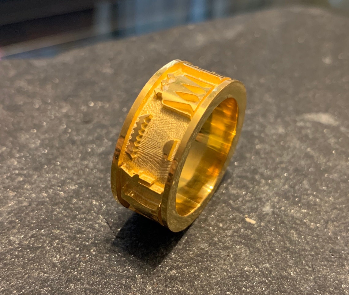 Osiris Hieroglyphic Formula Ring Band in Sterling Silver Gold Plated - Etsy