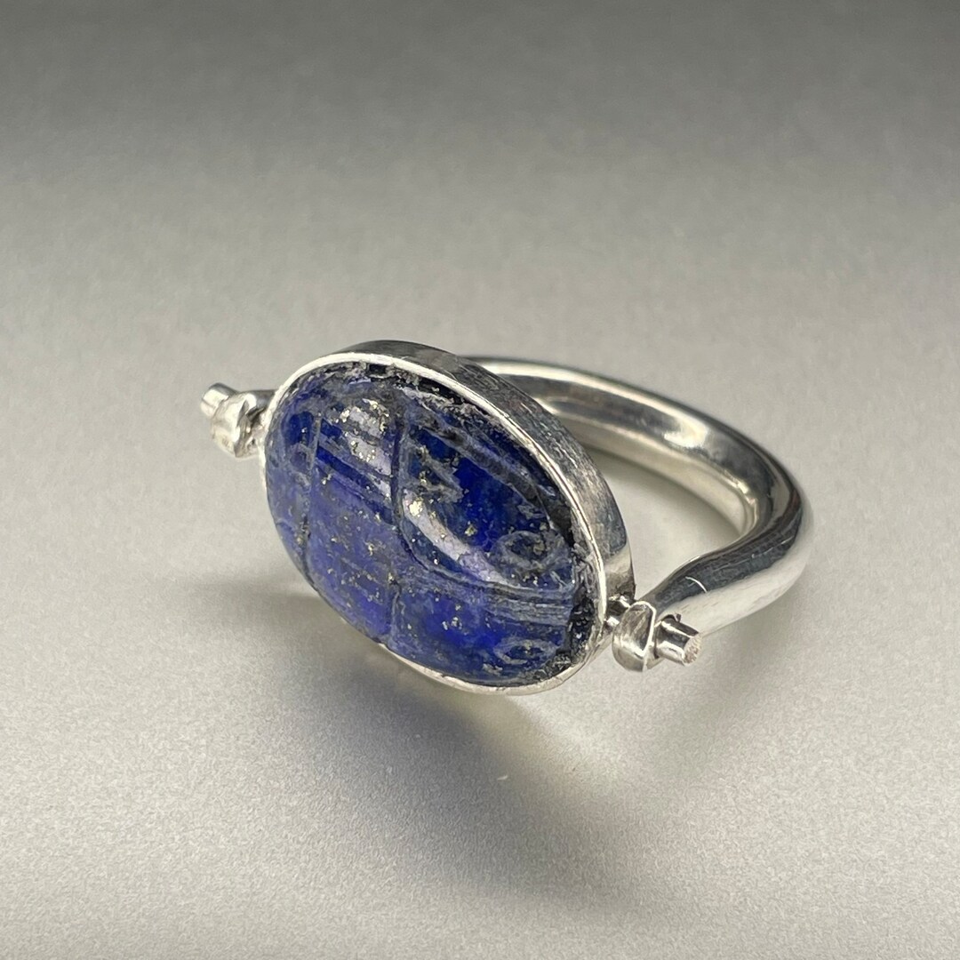 Heart Scarab Lapis Swivel Ring - Sterling Silver - Ancient Egypt - Etsy