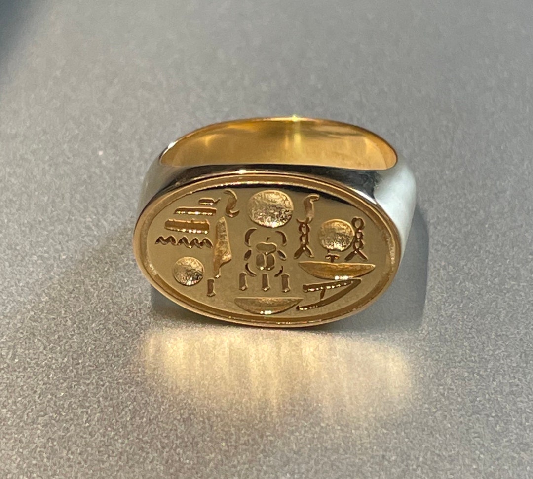 Tutankhamun Signet Wax Ring Seal Throne Name Replica - Gold Plated - Etsy