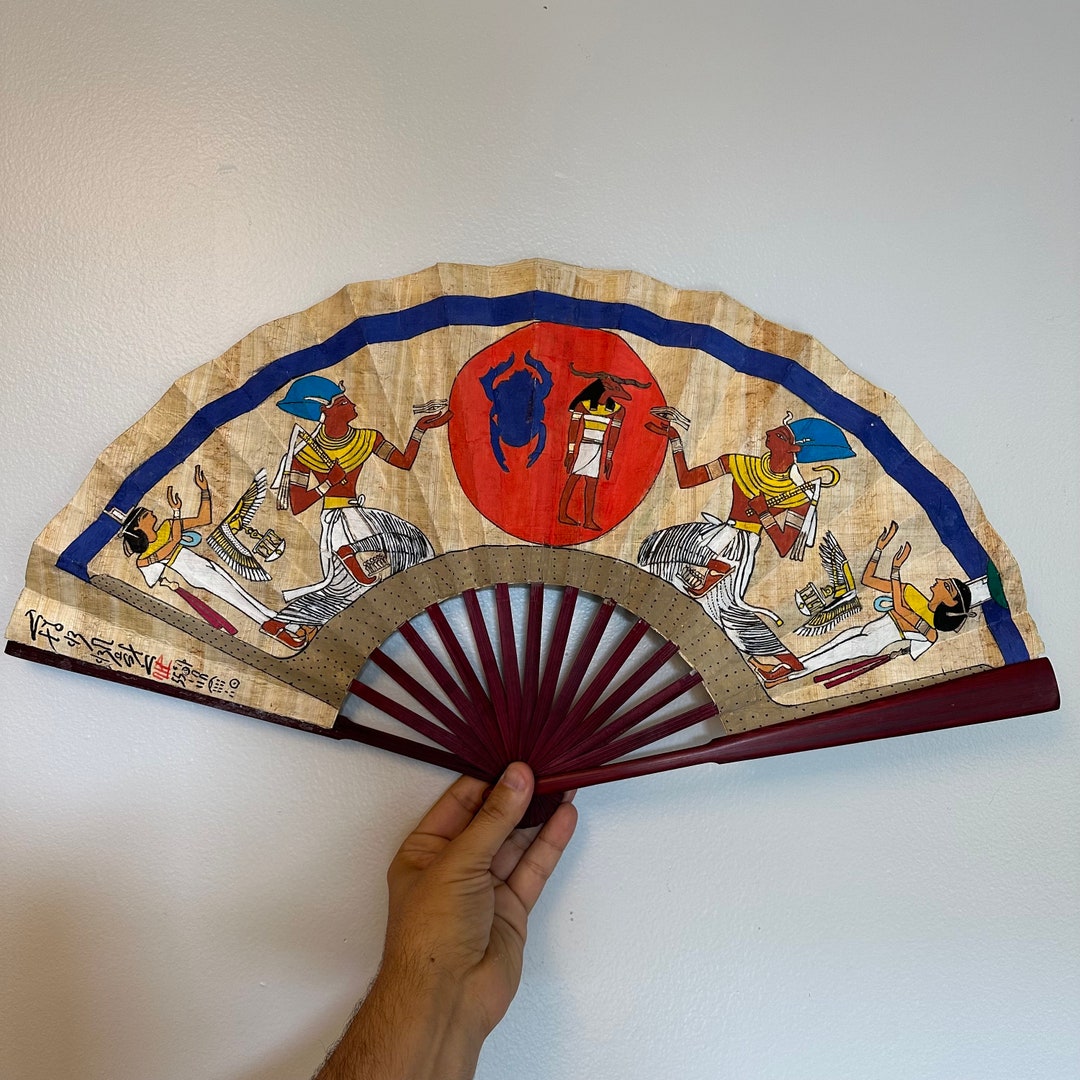 Papyrus Paper Fan With Ancient Egyptian Mythological Story of Ra - Etsy