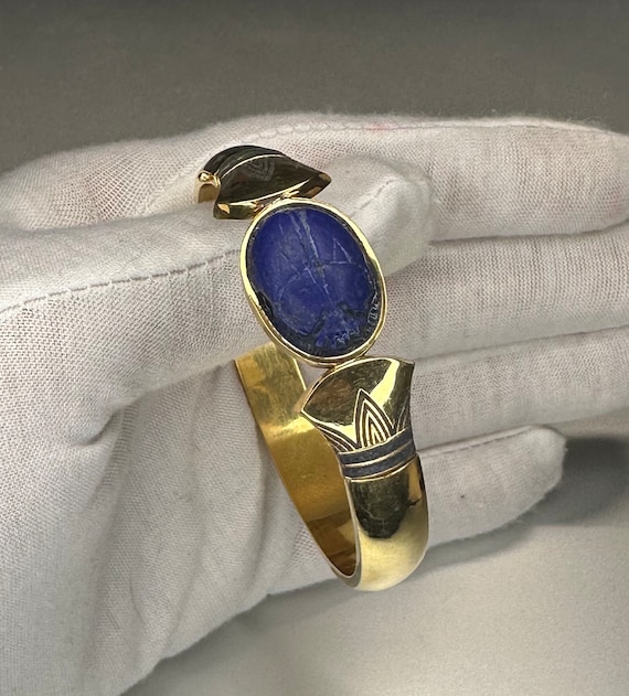 Sheshonq II Bracelet Replica With Lapis Lazuli Heart Scarab Ancient Egyptian Jewelry Etsy