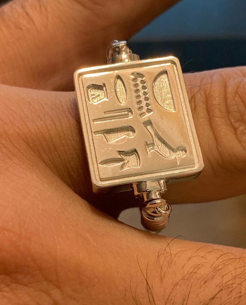 Custom Ancient Egyptian Signet Swivel Ring With Hieroglyphs - Etsy