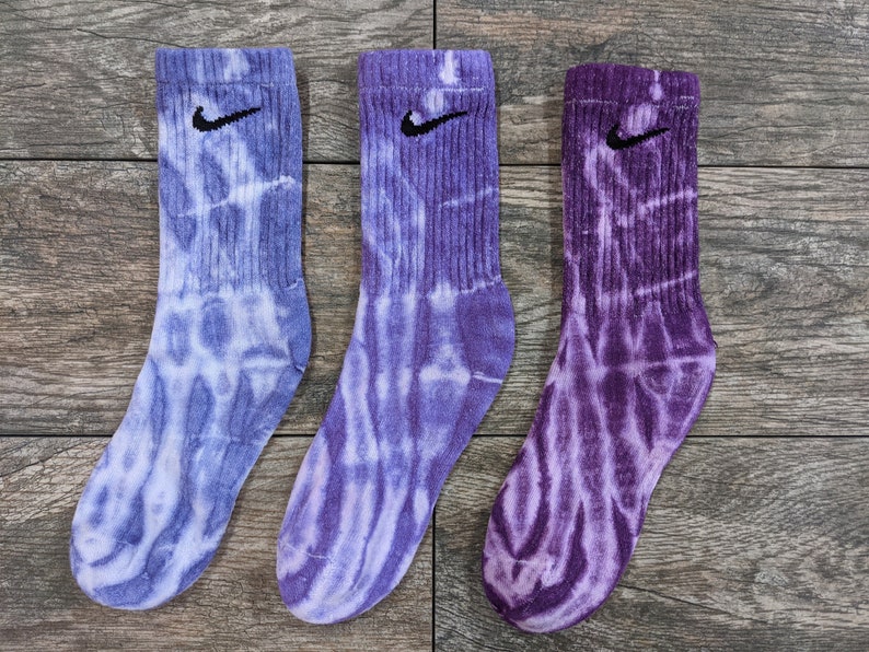3 Pack Tie Dye Crew Socks Purple - Etsy