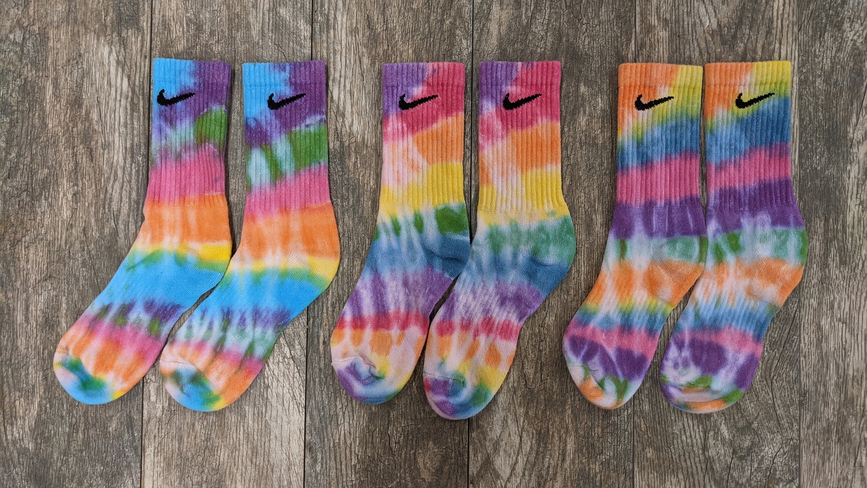 Rainbow Tie Dye Crew Socks - Etsy