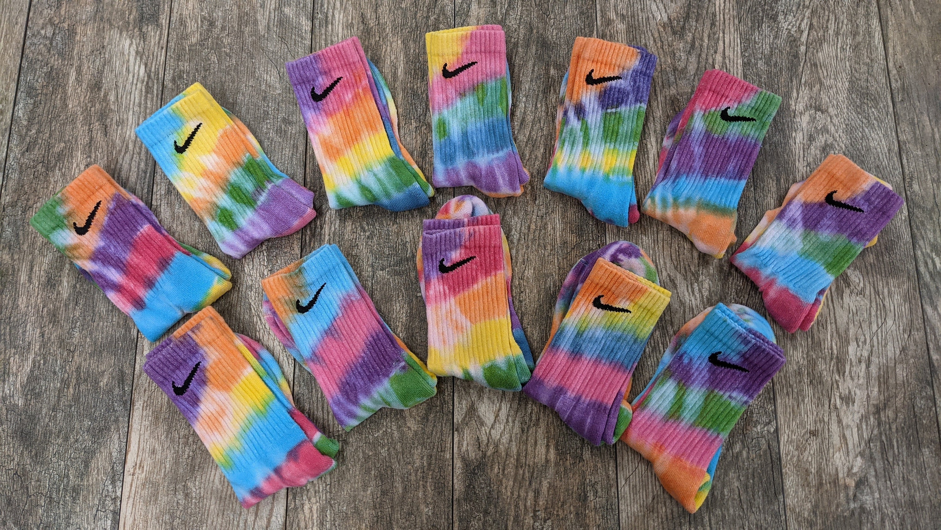 Rainbow Tie Dye Crew Socks - Etsy