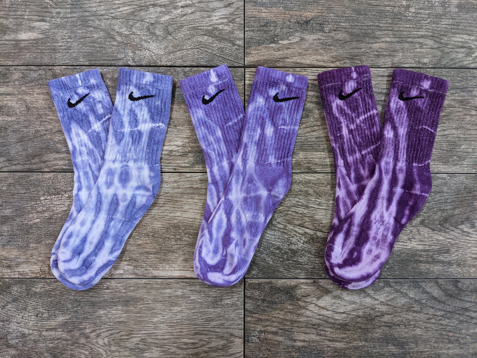 3 Pack Tie Dye Crew Socks Purple - Etsy