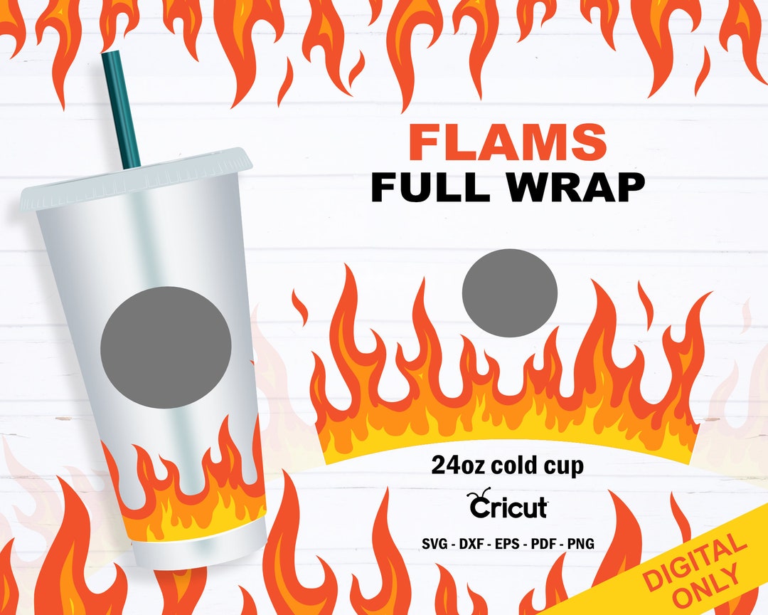 Flames Cup Svg, Flames Cold Cup, Cup Svg, Cup Svg, Svg File for Cricut ...