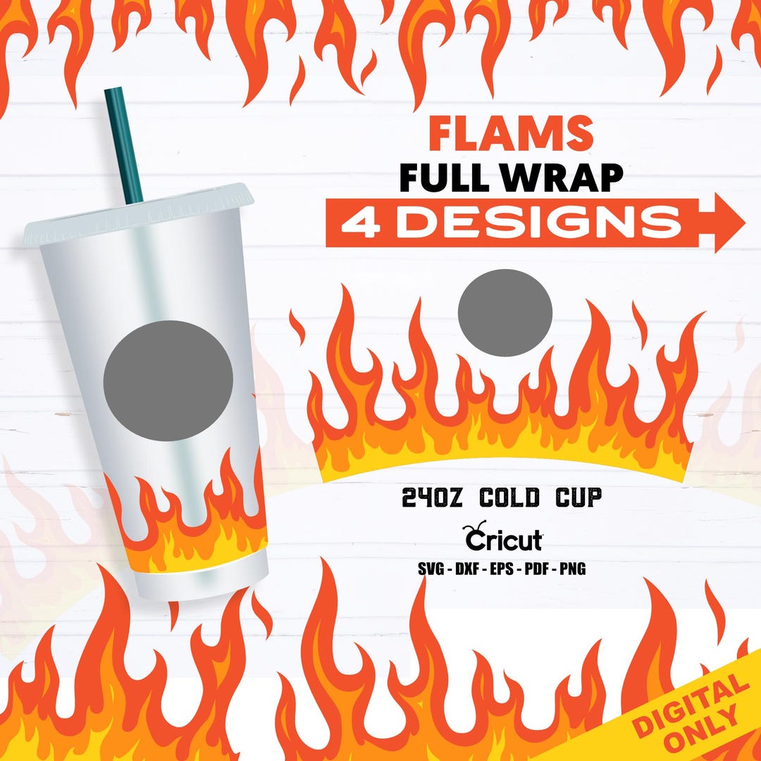 Flames Cup Svg Bundle, Flames Cold Cup, Cup Svg, Cup Svg, Svg File for ...