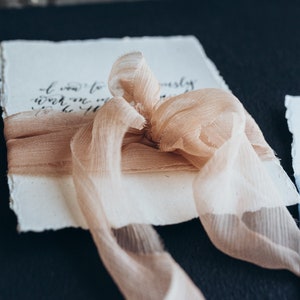 Hand Dyed Crinkle Silk Ribbon Hand Torn Bouquet Ribbon Raw Edge Ribbon ...