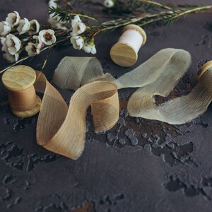 Hand Dyed Crinkle Silk Ribbon Hand Torn Bouquet Ribbon Raw Edge Ribbon ...