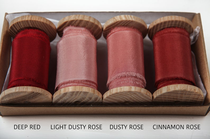 Hand torn ribbon Hand dyed silk ribbon Blush wedding ribbon | Etsy