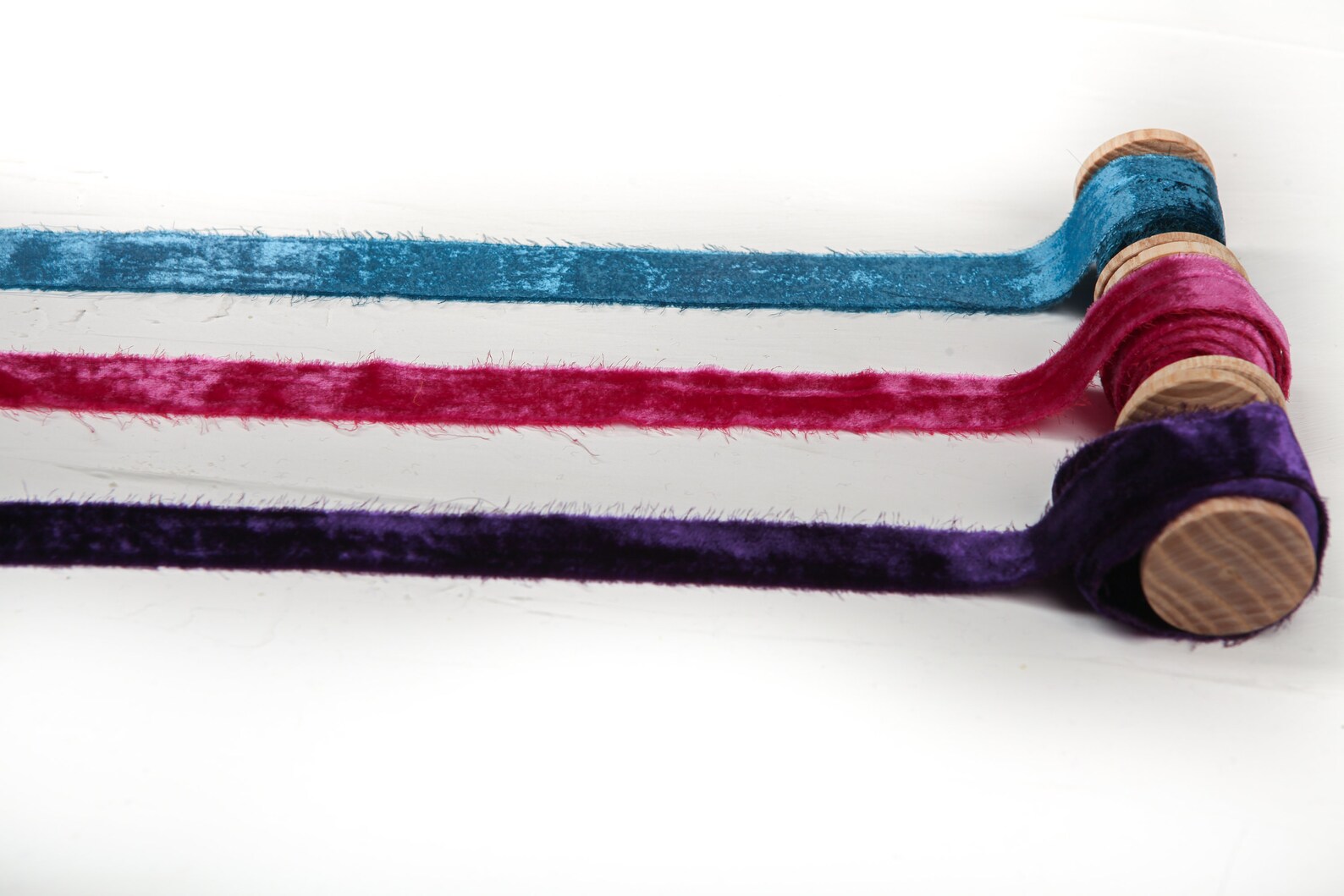 Deep purple velvet ribbon Frayed edge ribbon Velvet silk | Etsy