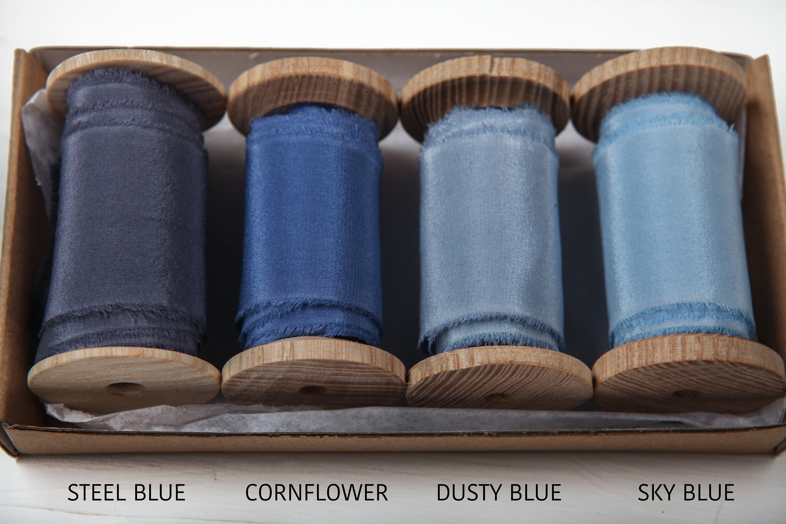 Dusty blue ribbon Hand dyed silk ribbon Bouquet ribbon with | Etsy