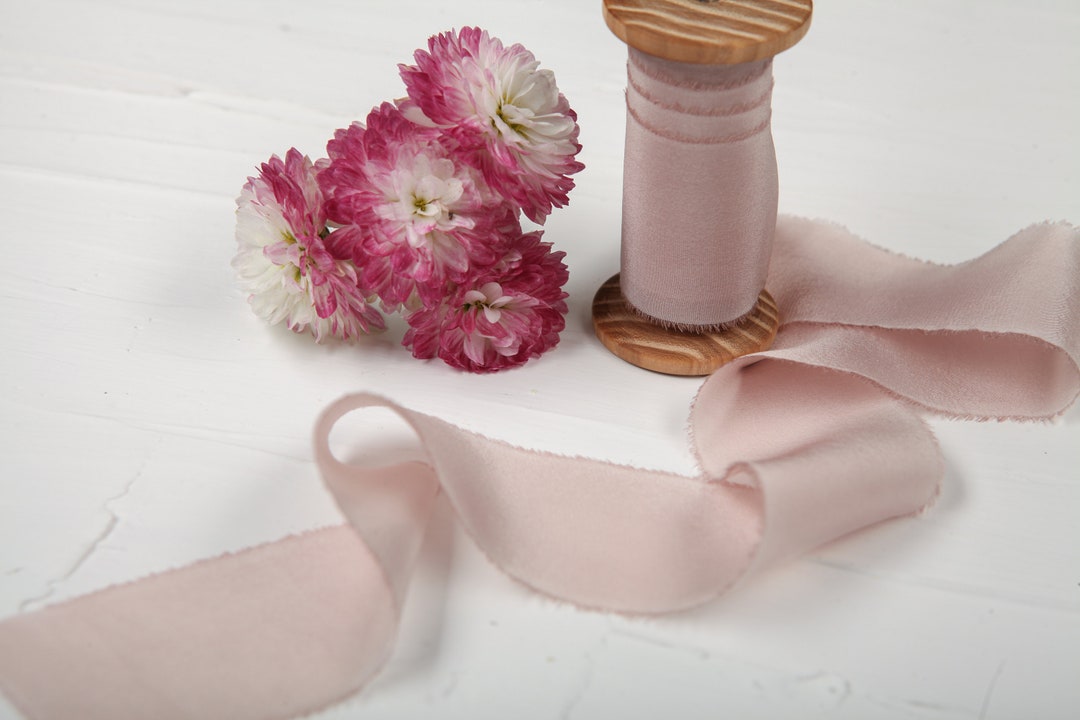 ANTIQUE PINK Silk Ribbon for Wedding Invitations, Bridal Bouquet Ribbon ...