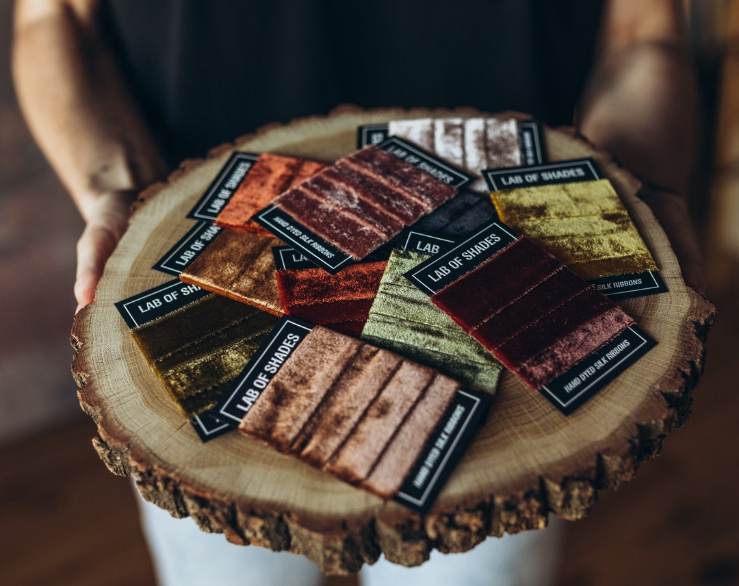 Hand Dyed Silk Velvet Ribbon Bouquet Ribbon Wedding Ribbon Frayed ...