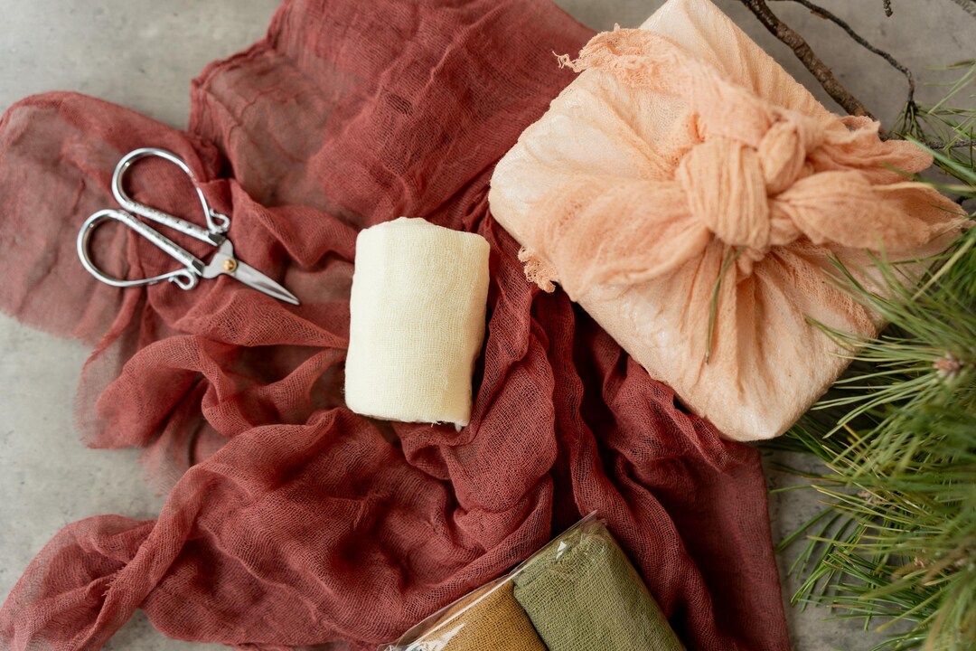 Hand Dyed Furoshiki Cloth Reusable Gauze Fabric Gift Wrap Cheesecloth ...