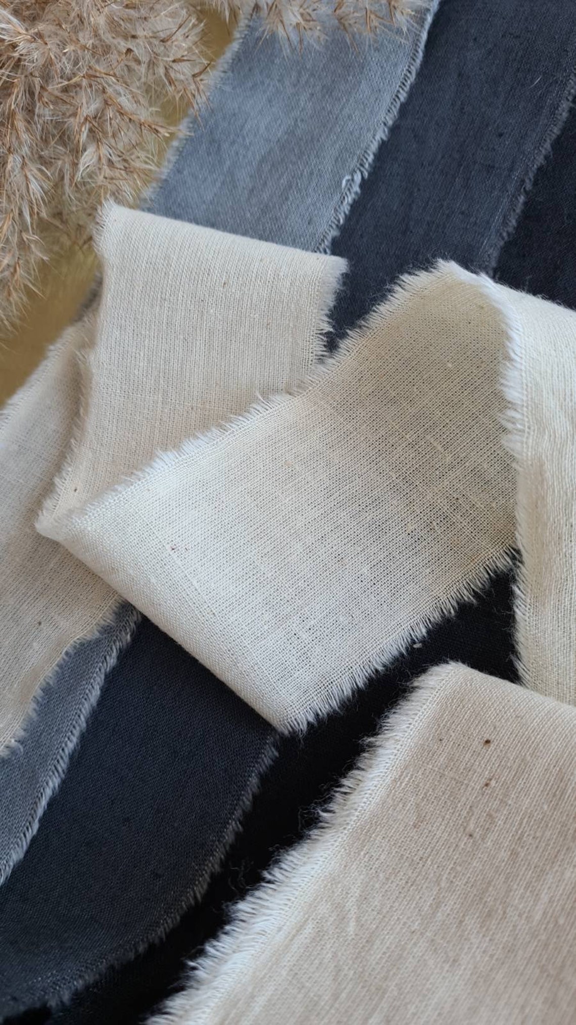 Natural linen ribbon Cotton ribbon Frayed edge ribbon | Etsy