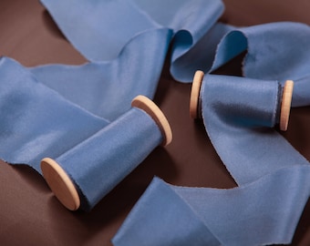 Hand Dyed Crinkle Silk Ribbon Hand Torn Bouquet Ribbon Raw Edge Ribbon ...