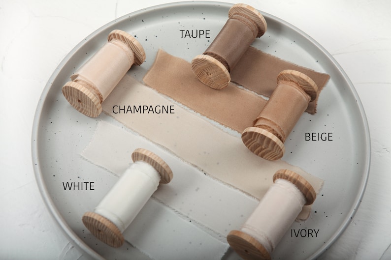 Neutral Hand Dyed Silk Ribbons, Wedding Ribbon With Frayed Edge, Pure ...