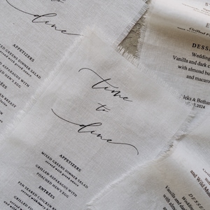 Fabric Wedding Menu Cards Modern Fabric Menus Printed on Cotton - Etsy