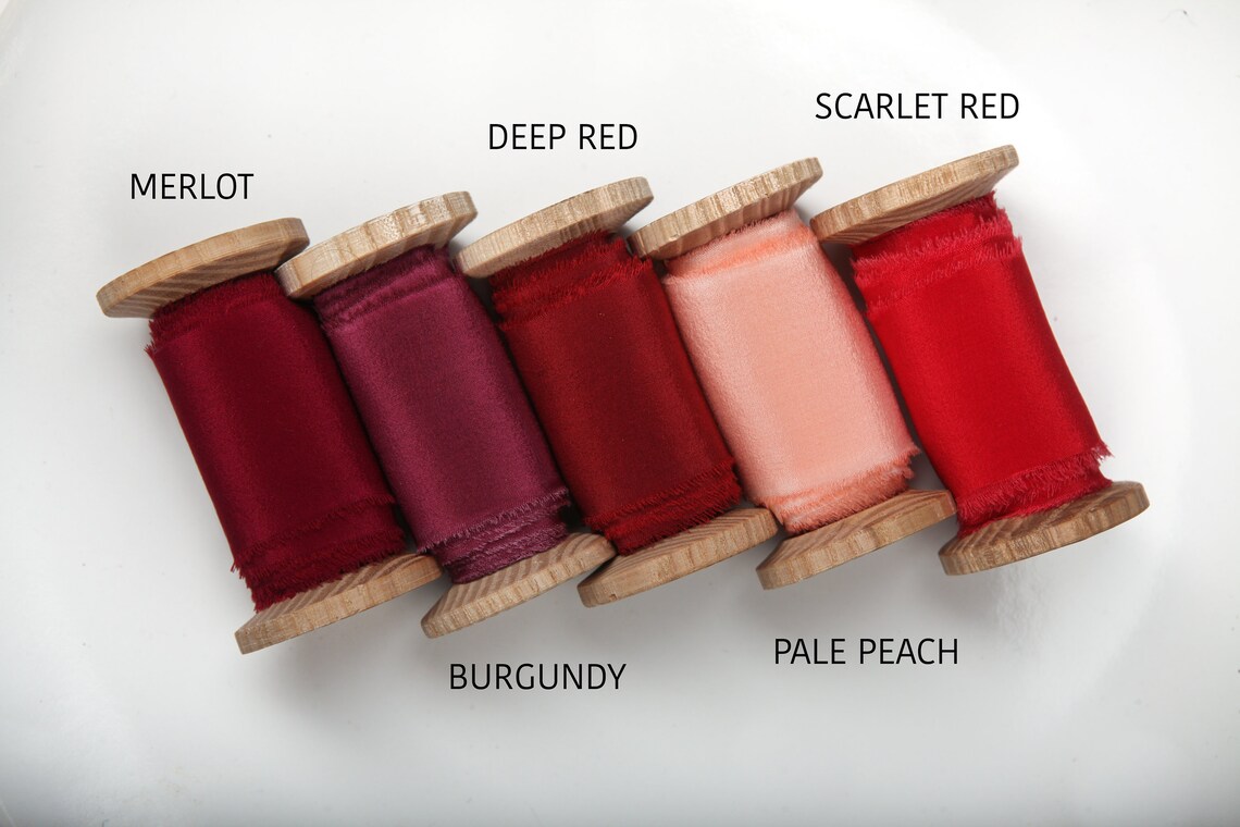 Hand dyed silk ribbon for wedding invitations Bouquet ribbon | Etsy