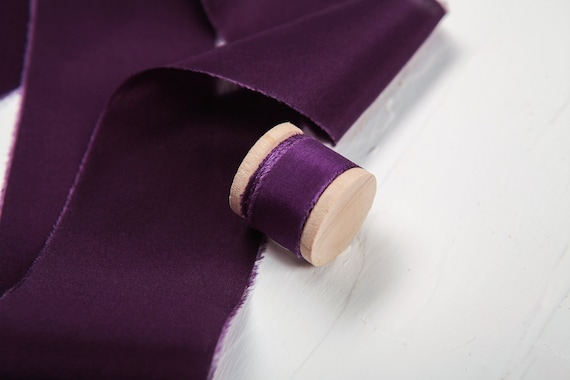 DEEP PURPLE Silk Ribbon Hand Dyed Hand Torn Ribbon for Plum - Etsy UK