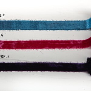 Deep purple velvet ribbon Frayed edge ribbon Velvet silk | Etsy