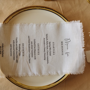 Fabric Wedding Menu Cards Modern Fabric Menus Printed on Cotton - Etsy