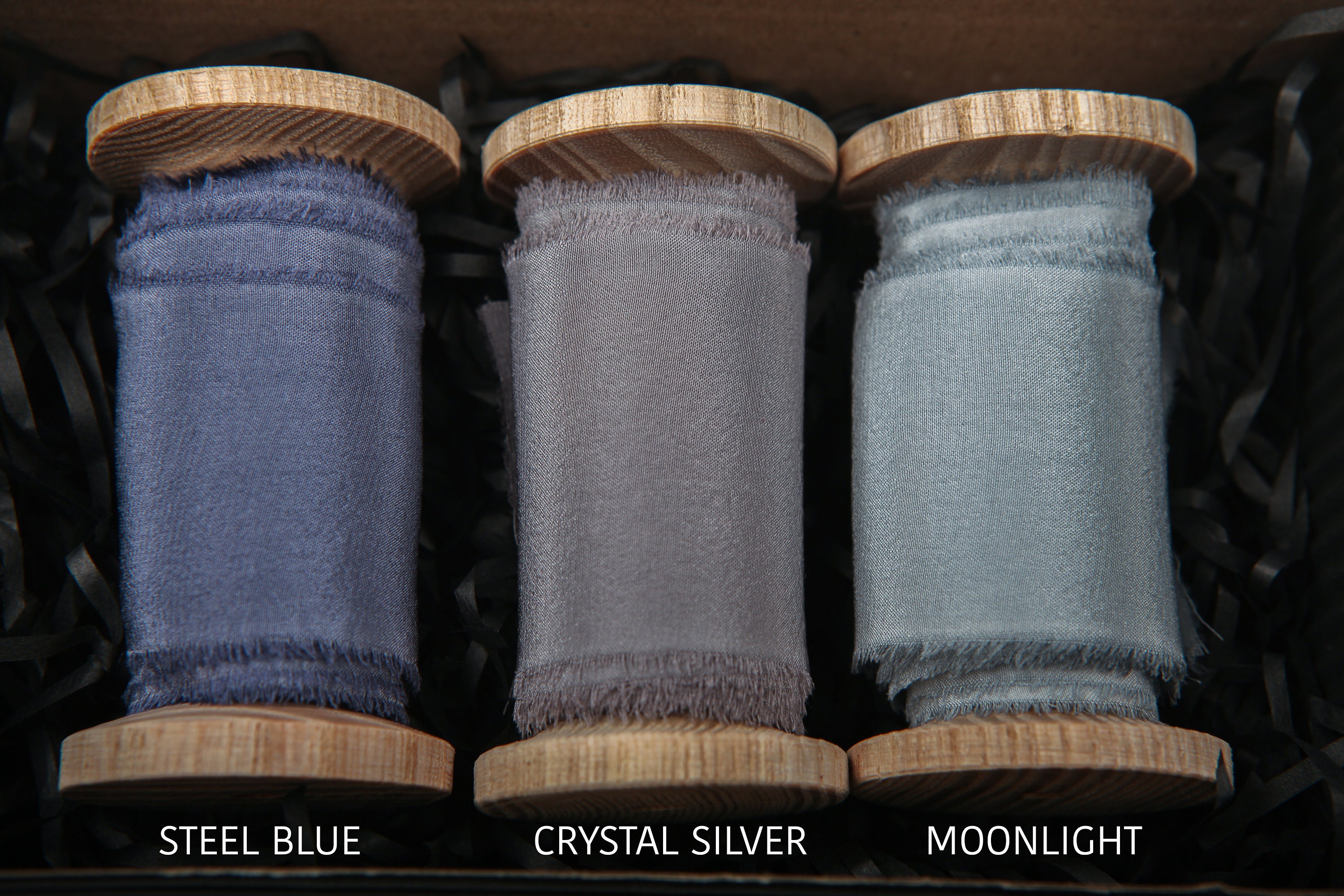 MOONLIGHT hand torn ribbon Silk ribbon hand dyed Wedding | Etsy