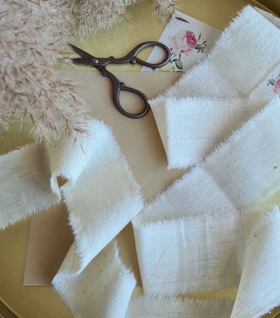 Natural Linen Ribbon Cotton Ribbon Frayed Edge Ribbon | Etsy