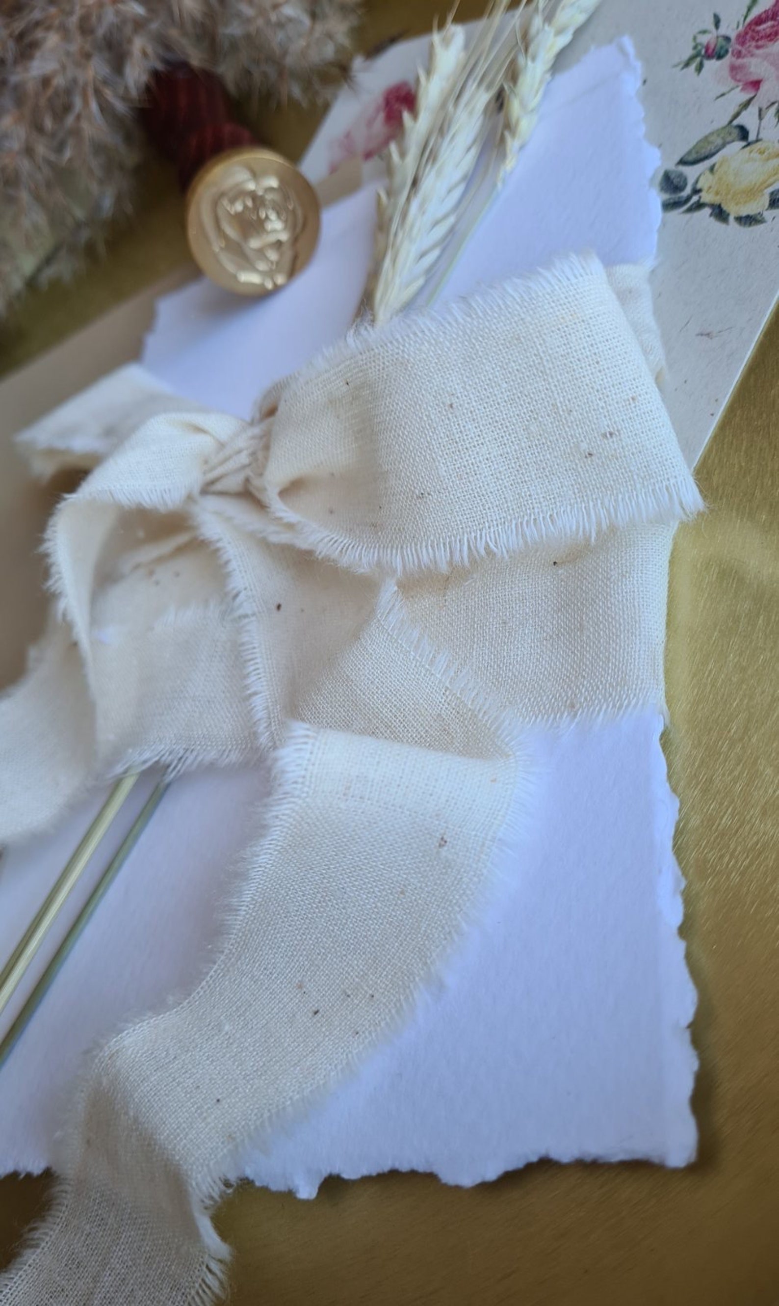 Natural Linen Ribbon Cotton Ribbon Frayed Edge Ribbon | Etsy