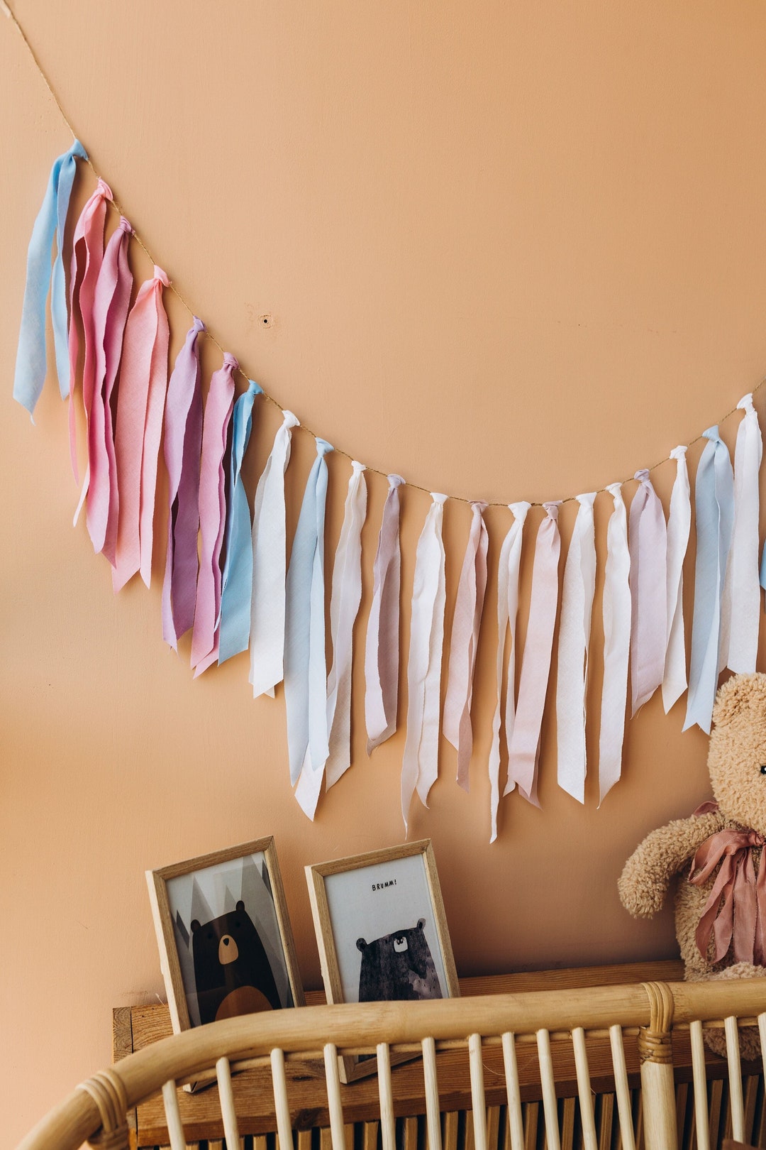 Silk Ribbon Backdrop Hand Dyed Fabric Garland Hand Torn Rag Tie Banner ...