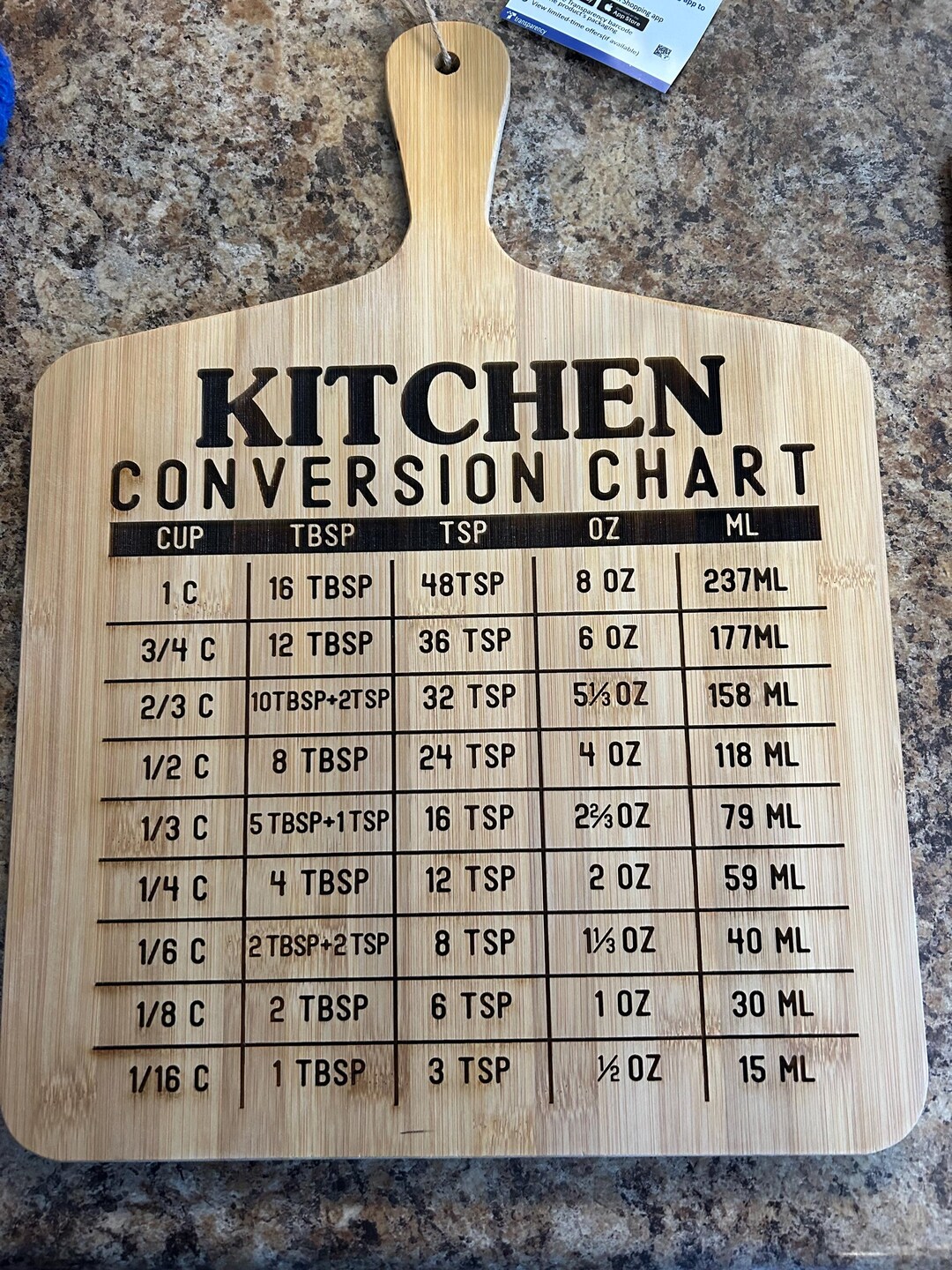 Wood Cutting Boards With Conversion Charts Laser Engraved - Etsy