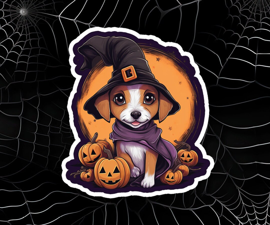 Halloween Jack Russell Sticker Cute Spooky Costume Laptop Cup Decal ...