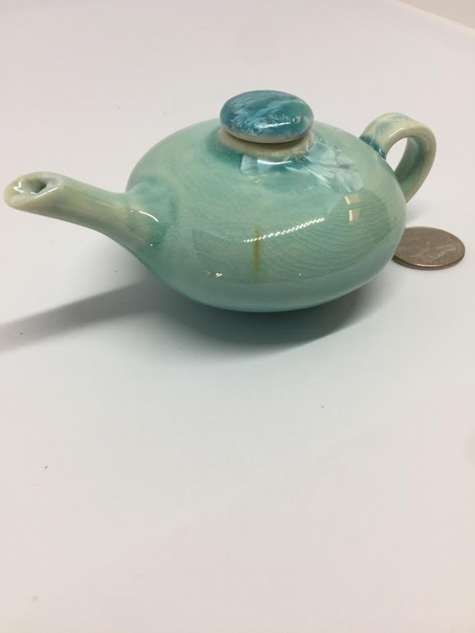 Light Green/Turquoise Crystalline Glazed Mini Teapot. Artist: | Etsy