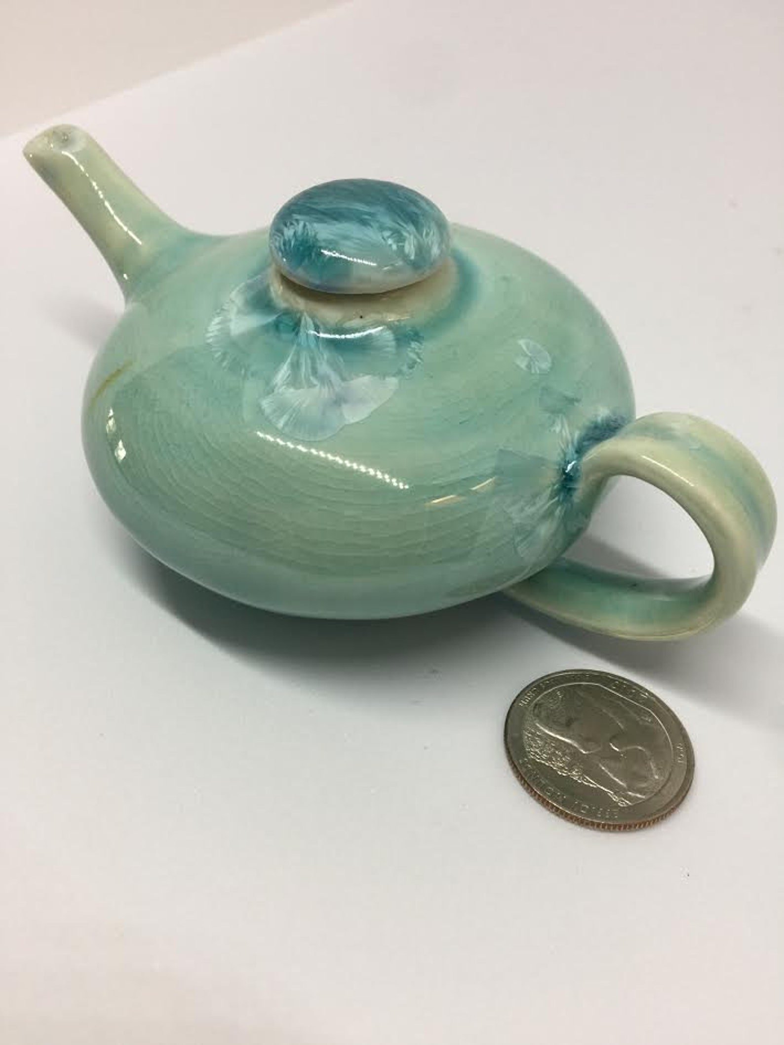 Light Green/Turquoise Crystalline Glazed Mini Teapot. Artist: | Etsy
