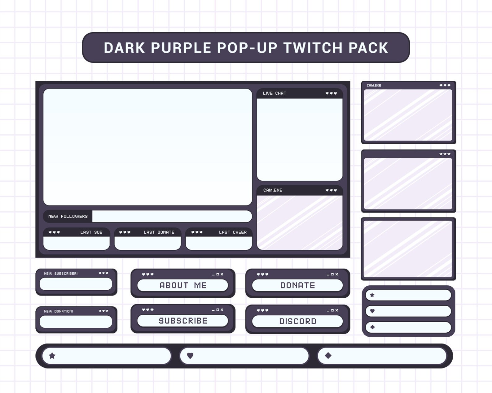 Dark Purple Pop-up Full Twitch Pack // Streamer Pack // Panels | Etsy