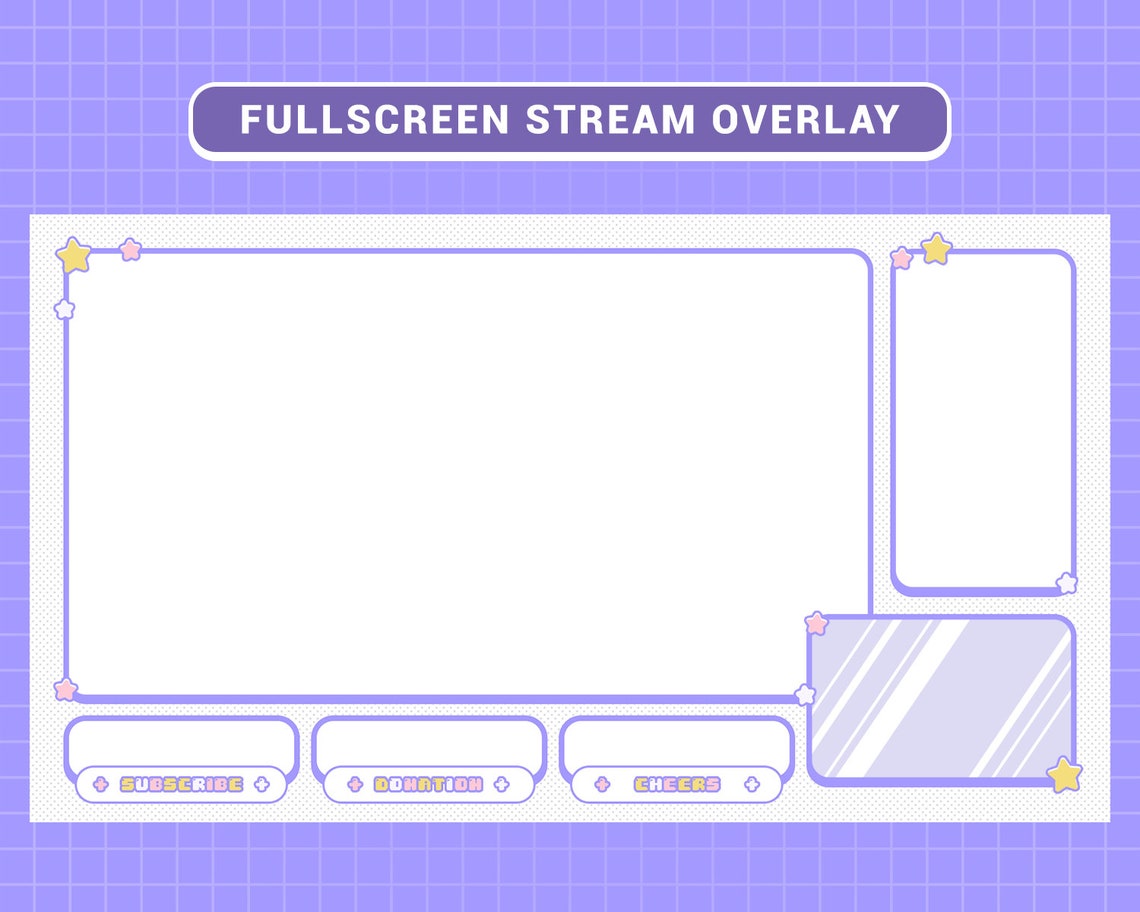 Cute Starry Pastel Purple Full Screen Twitch Stream Overlay // - Etsy