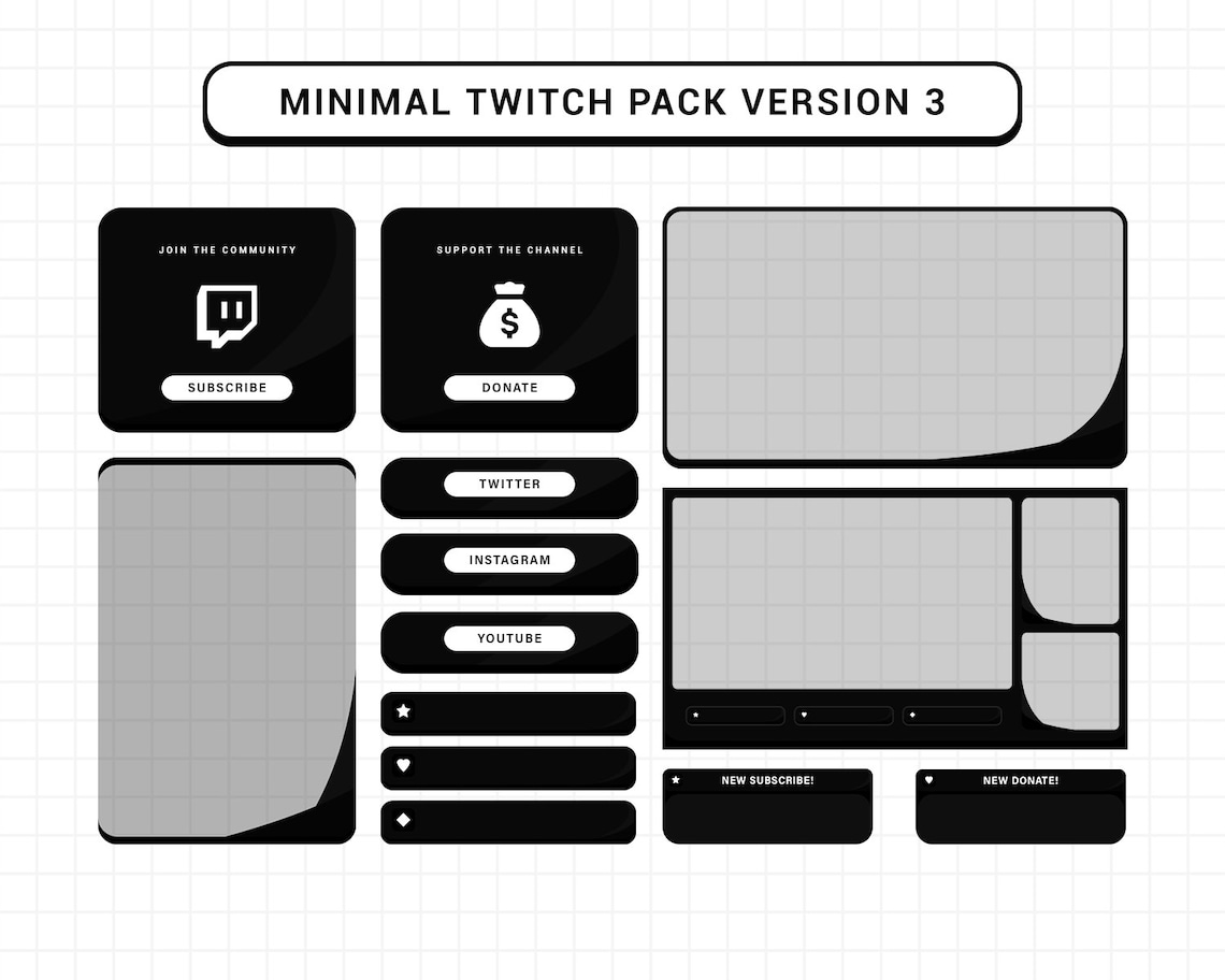 Black/gray Minimal Twitch Streamer Pack - Etsy