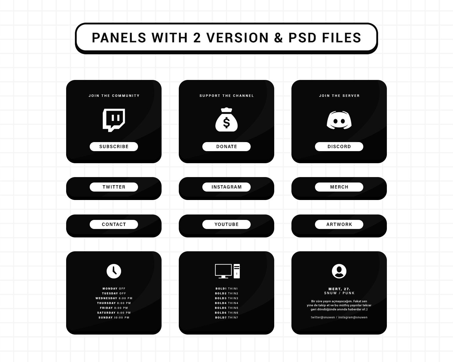 Black/gray Minimal Twitch Streamer Pack - Etsy