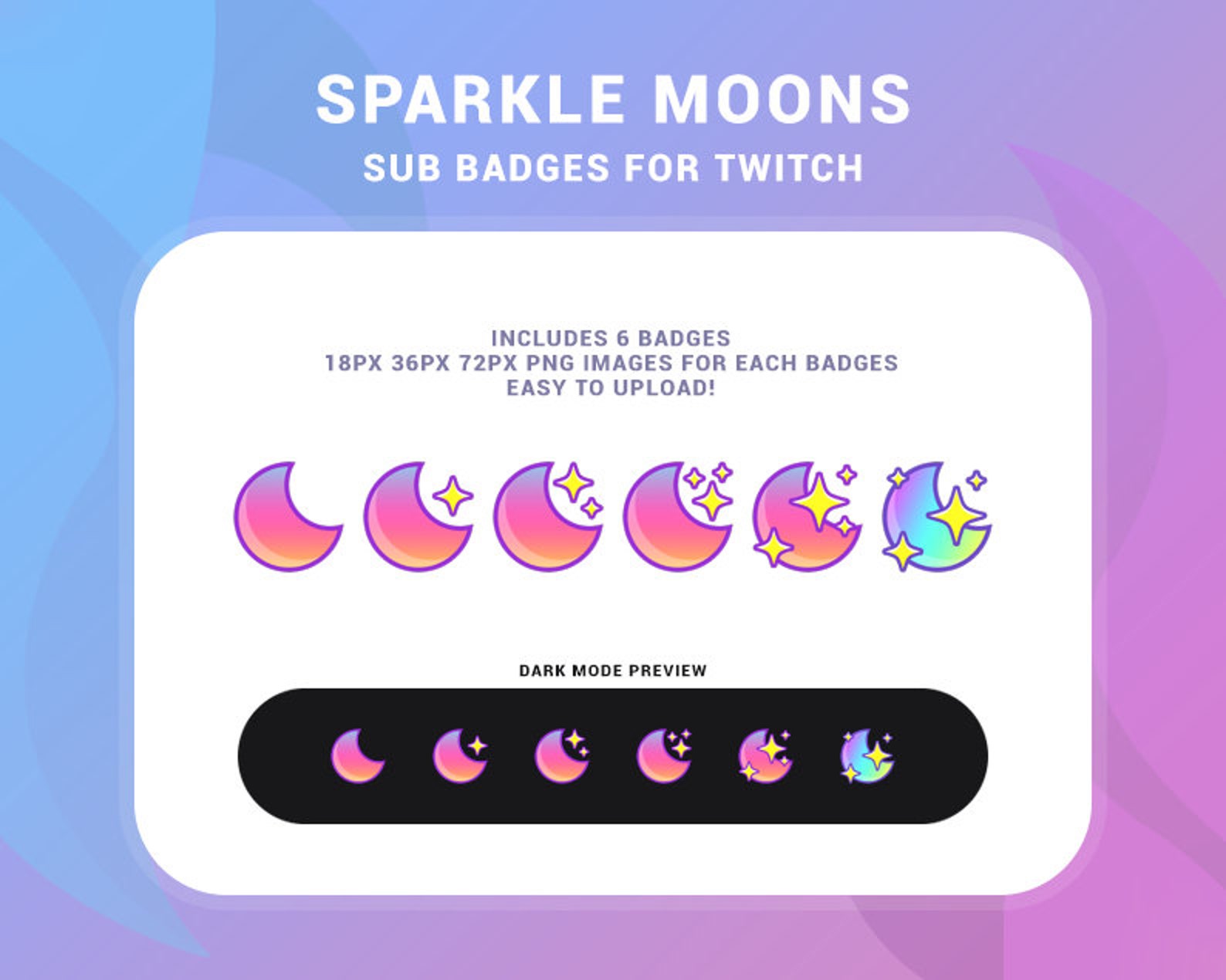 Cute Sparkle Moon Badges - Etsy