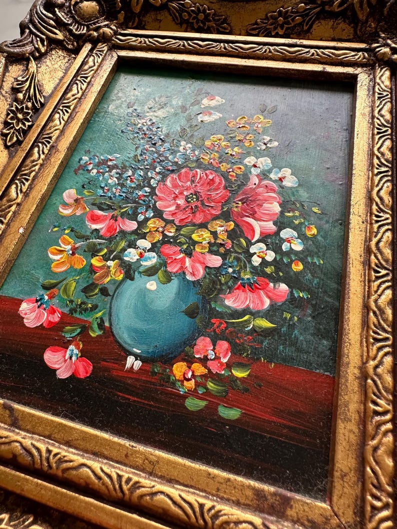 Vintage Still Life Painting Original Floral Still Life Framed Hand ...