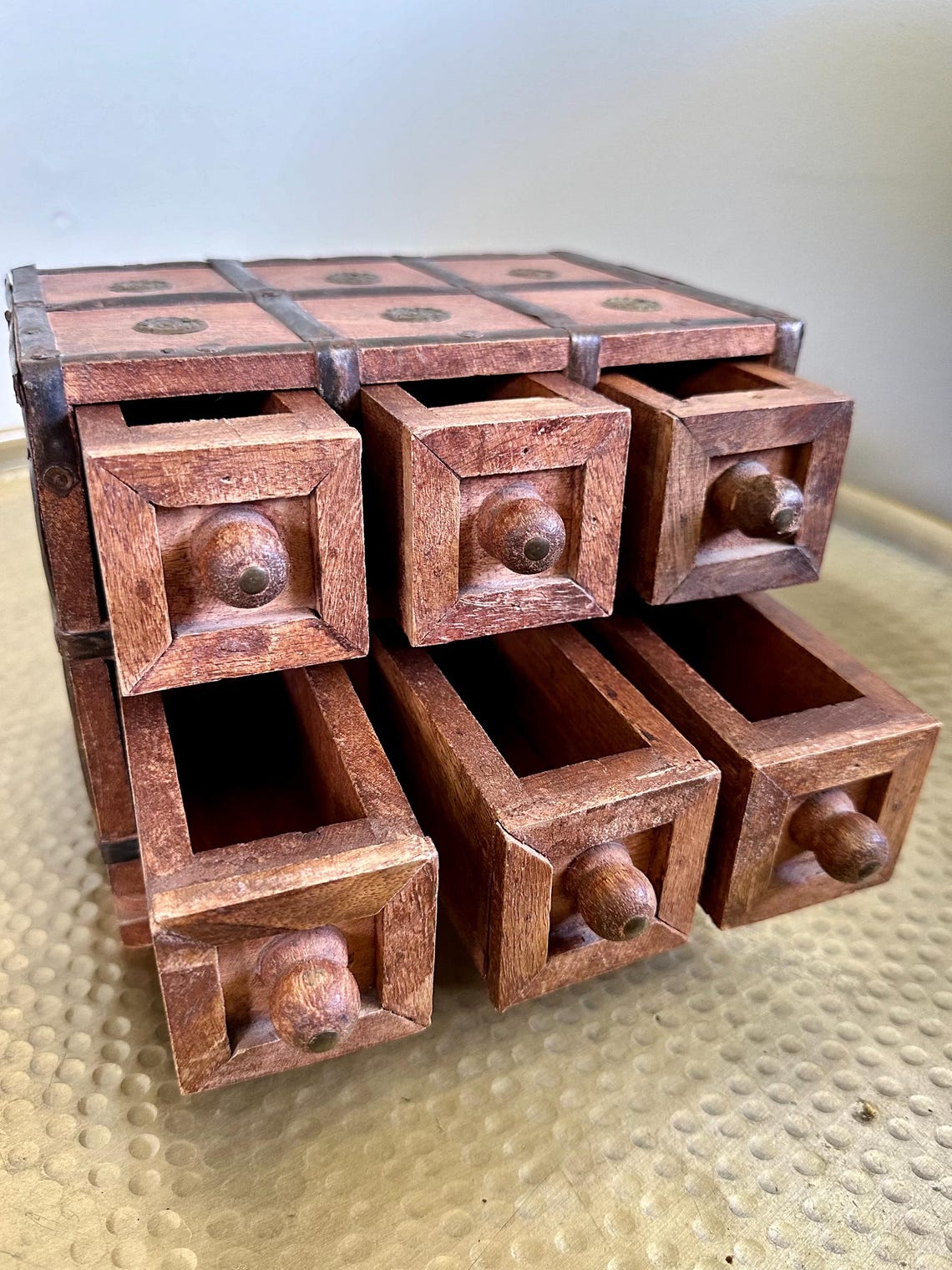 Vintage Handmade Wooden Trinket Box Spice Box Jewlery Chest Desk ...
