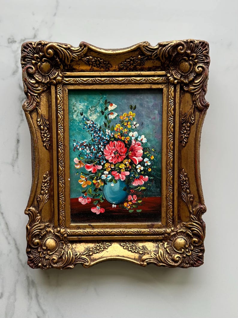 Vintage Still Life Painting Original Floral Still Life Framed Hand ...