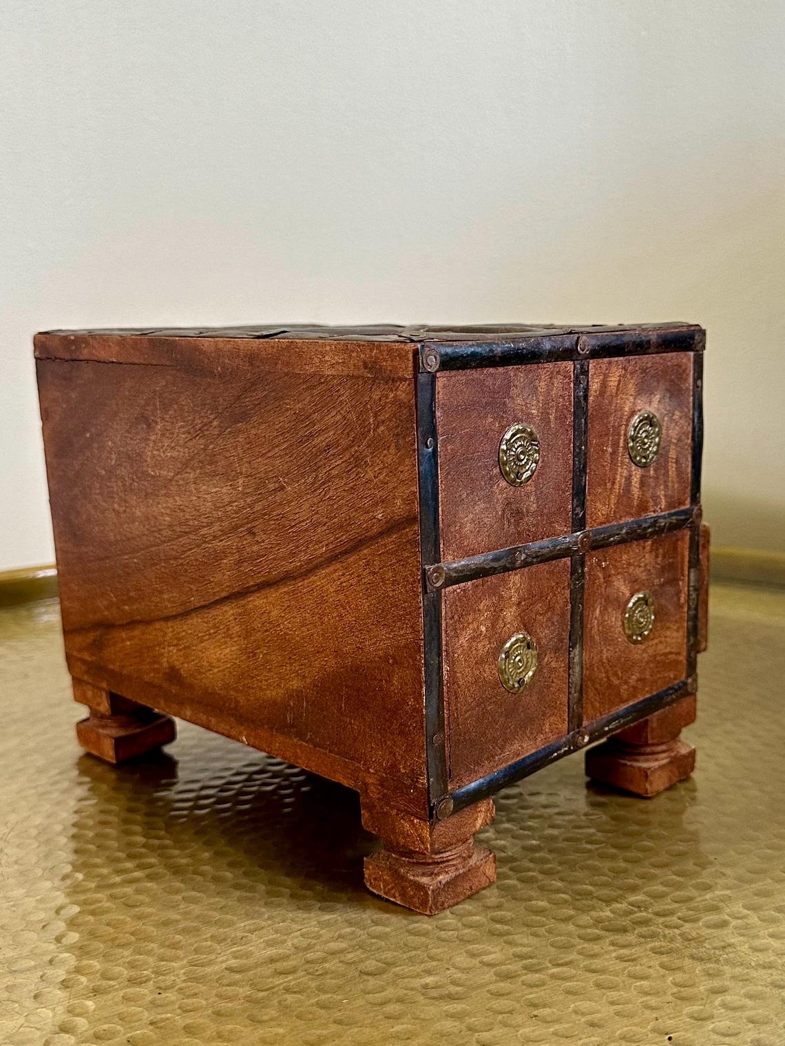 Vintage Handmade Wooden Trinket Box Spice Box Jewlery Chest Desk ...