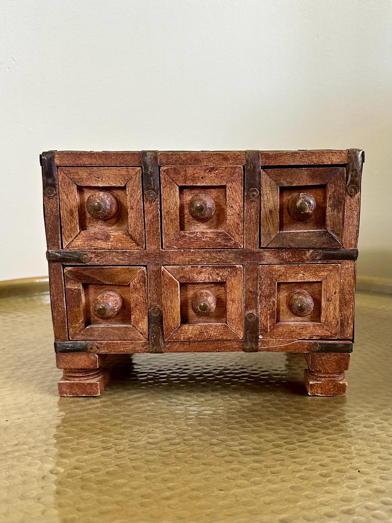 Vintage Handmade Wooden Trinket Box Spice Box Jewlery Chest Desk ...
