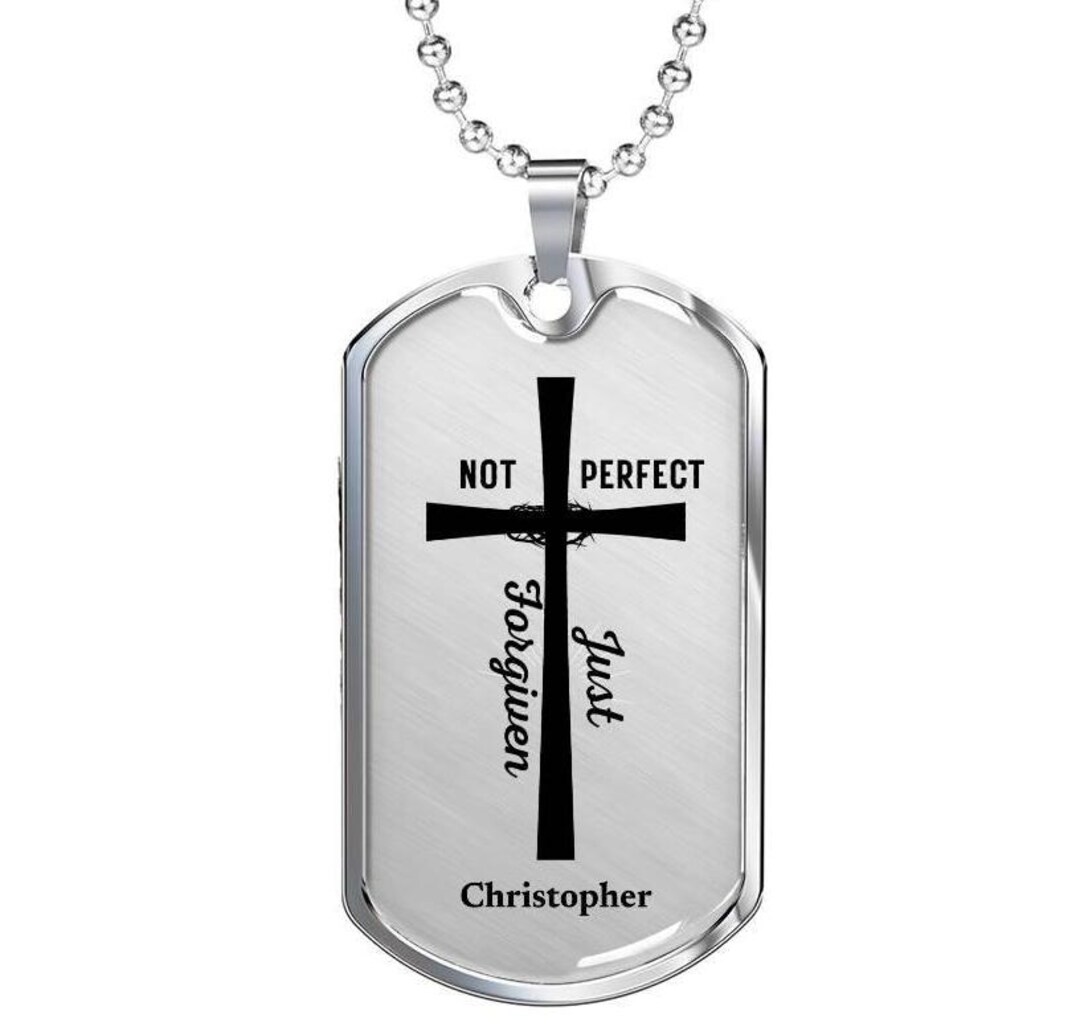 Just Forgiven, Religious Dog Tag Necklace - Etsy