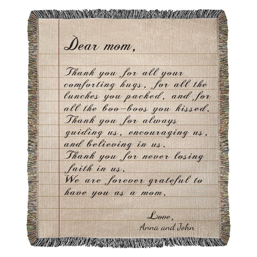 Personalized Note to Mom, Heirloom Woven Blanket, Mother's Day Gift ...