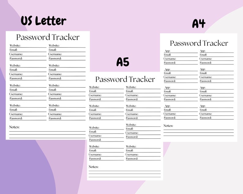 Password Tracker Printable, Password Log, Password Keeper, Password ...